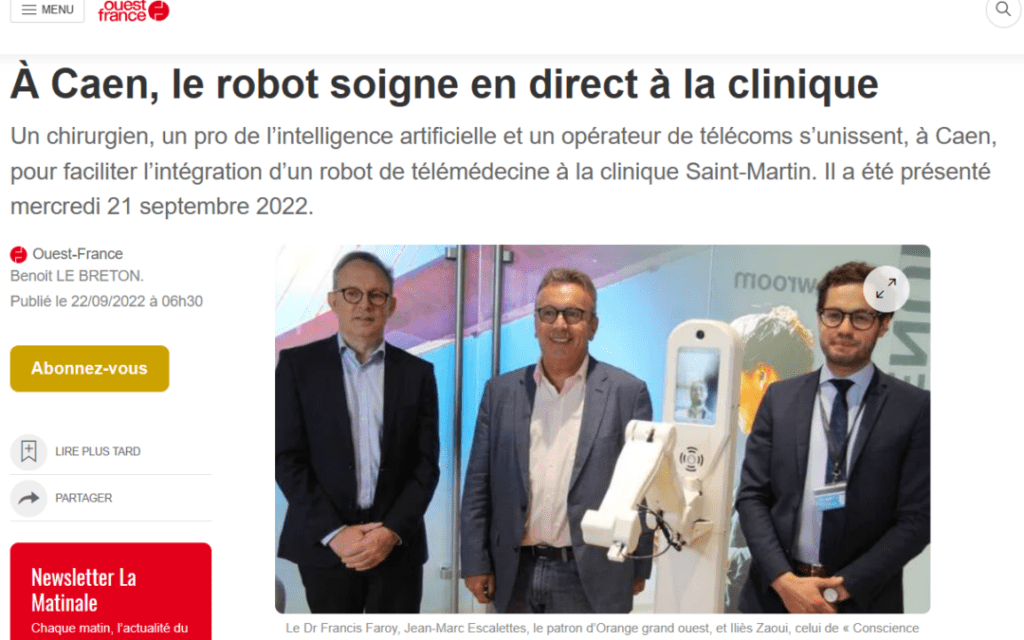 Median soigne en direct à la clinique Saint-Martin - Conscience Robotics